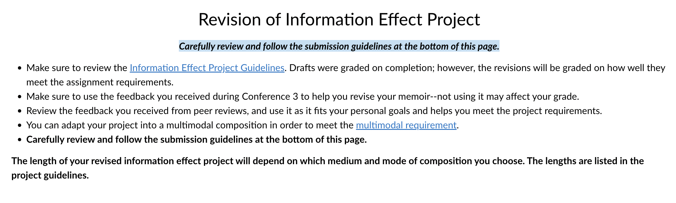 Revision of Information Effect Project Carefully | Chegg.com