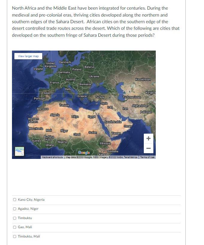 North Africa and the Middle East have been integrated | Chegg.com
