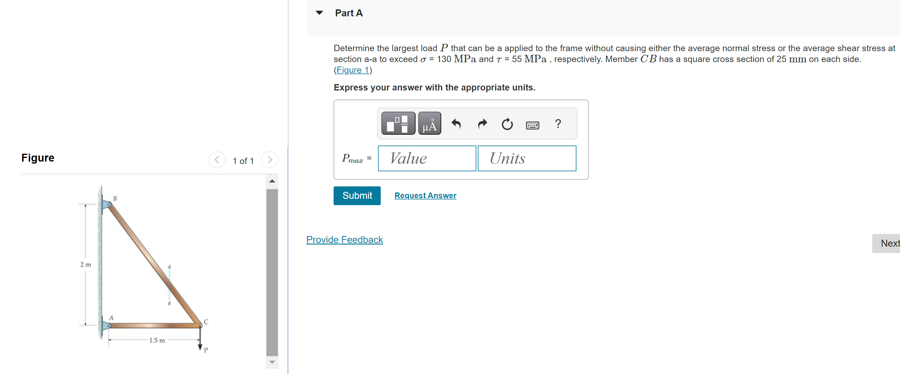 Solved Determine the largest load P that can be a applied | Chegg.com
