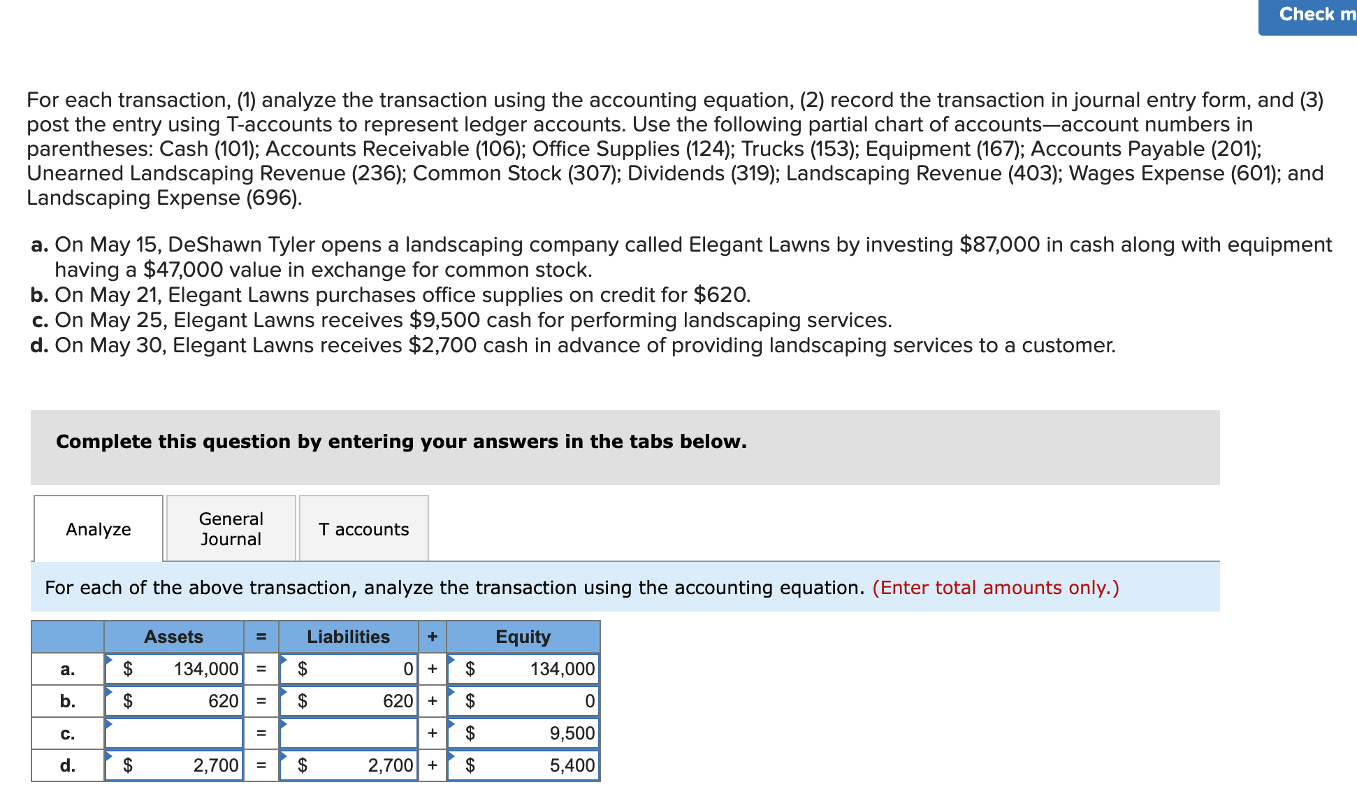 Solved For each transaction, (1) analyze the transaction | Chegg.com