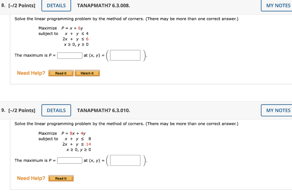 Solved 8. [-12 Points] DETAILS TANAPMATH7 6.3.008. MY NOTES | Chegg.com
