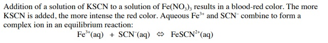 Solved Addition of a solution of KSCN to a solution of | Chegg.com