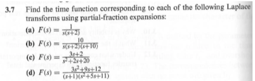 Solved 3.7 +2) Find the time function corresponding to each | Chegg.com