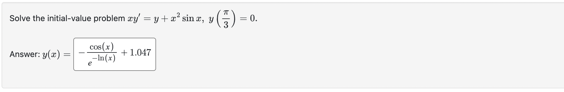 Solved Solve the initial-value problem xy′=y+x2sinx,y(3π)=0 | Chegg.com