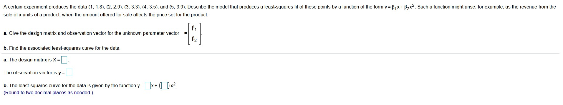 Solved A certain experiment produces the data (1, 1.8), (2, | Chegg.com