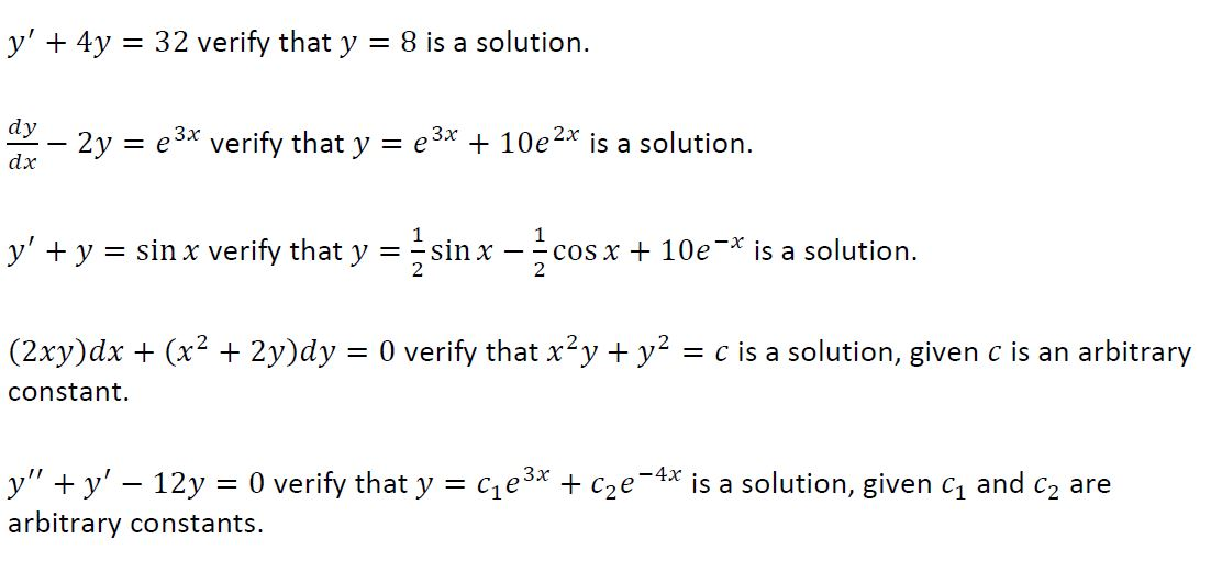 Solved Verify the indicated function is a solution of the | Chegg.com