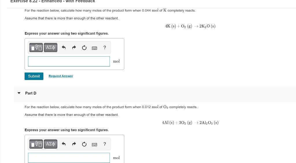 Solved For the reaction below, calculate how many moles of | Chegg.com