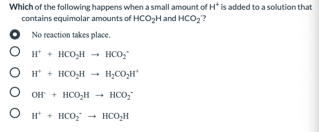 Solved Which of the following happens when a small amount of | Chegg.com