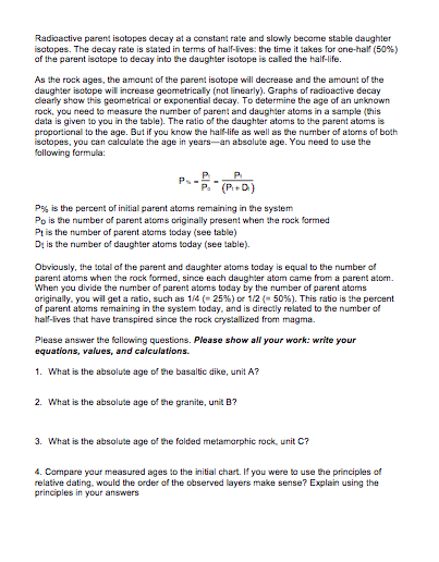 Solved RADIOMETRIC DATING EXERCISE This project will | Chegg.com