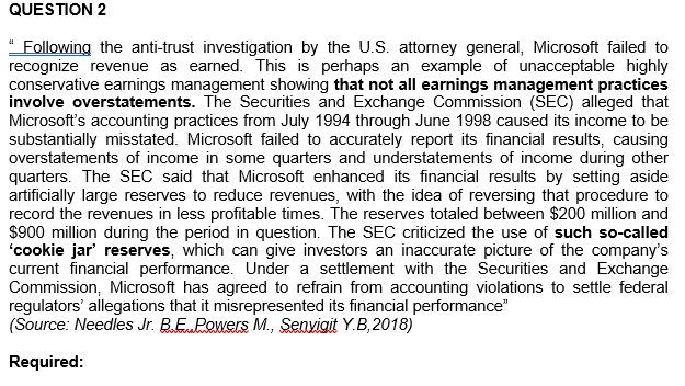 Solved b. Describe THREE (3) common features of earnings | Chegg.com