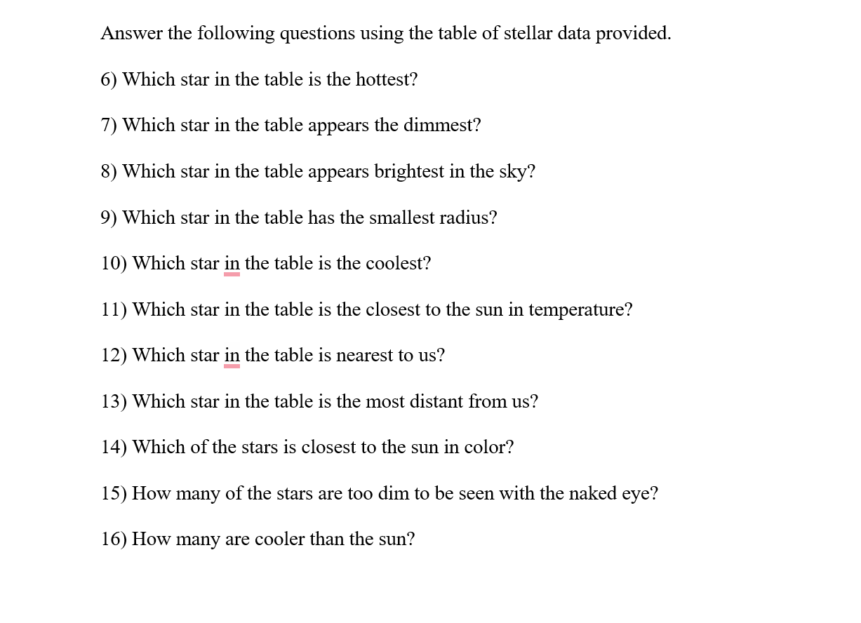 Solved Answer the following questions using the table of | Chegg.com