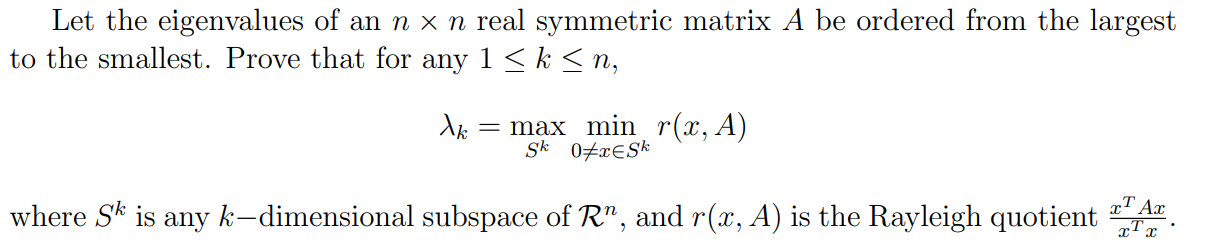 Solved Let the eigenvalues of an n x n real symmetric matrix | Chegg.com