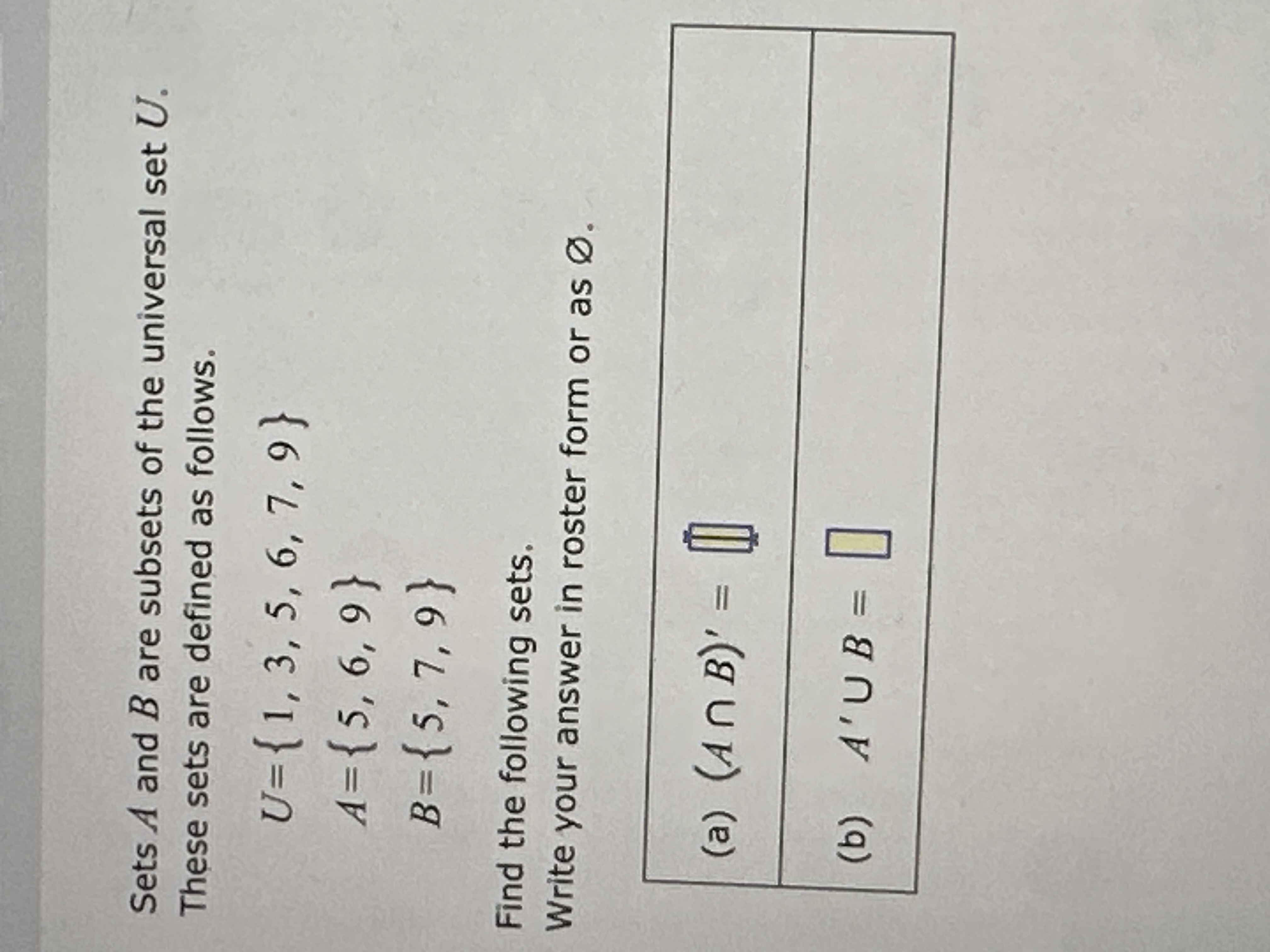 Sets A and B are subsets of the universal set U. | Chegg.com