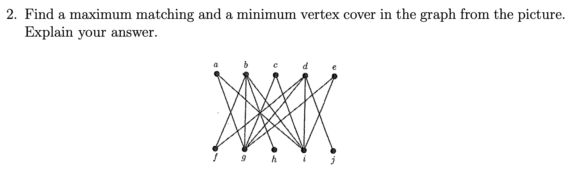 2 Find A Maximum Matching And A Minimum Vertex Cover 