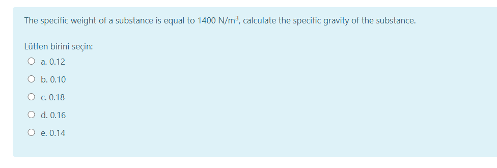 Solved The specific weight of a substance is equal to 1400 | Chegg.com