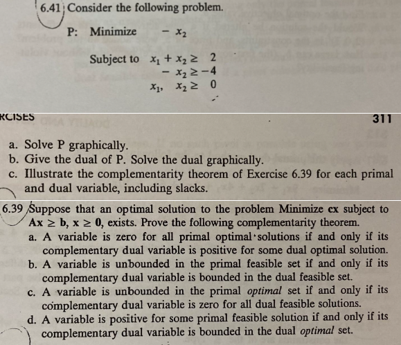 Solved 6.41 Consider the following problem. 601) P: Minimize | Chegg.com