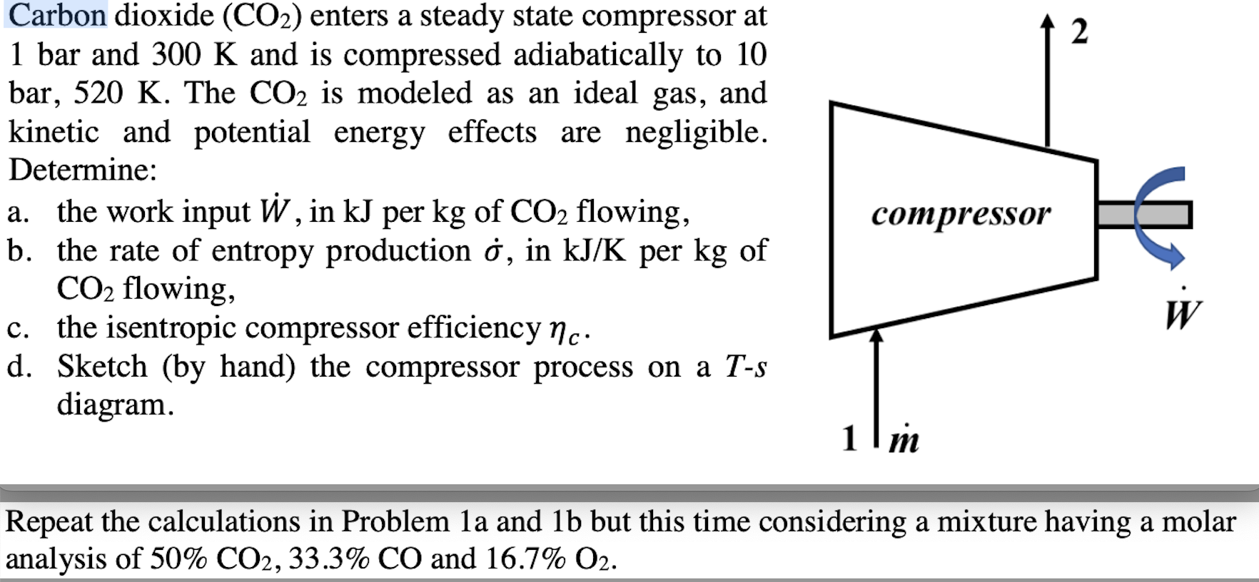 Solved Carbon dioxide (CO2) enters a steady state compressor | Chegg.com