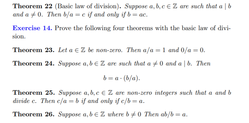 Solved Theorem 22 (Basic law of division). Suppose a,b,c e Z | Chegg.com