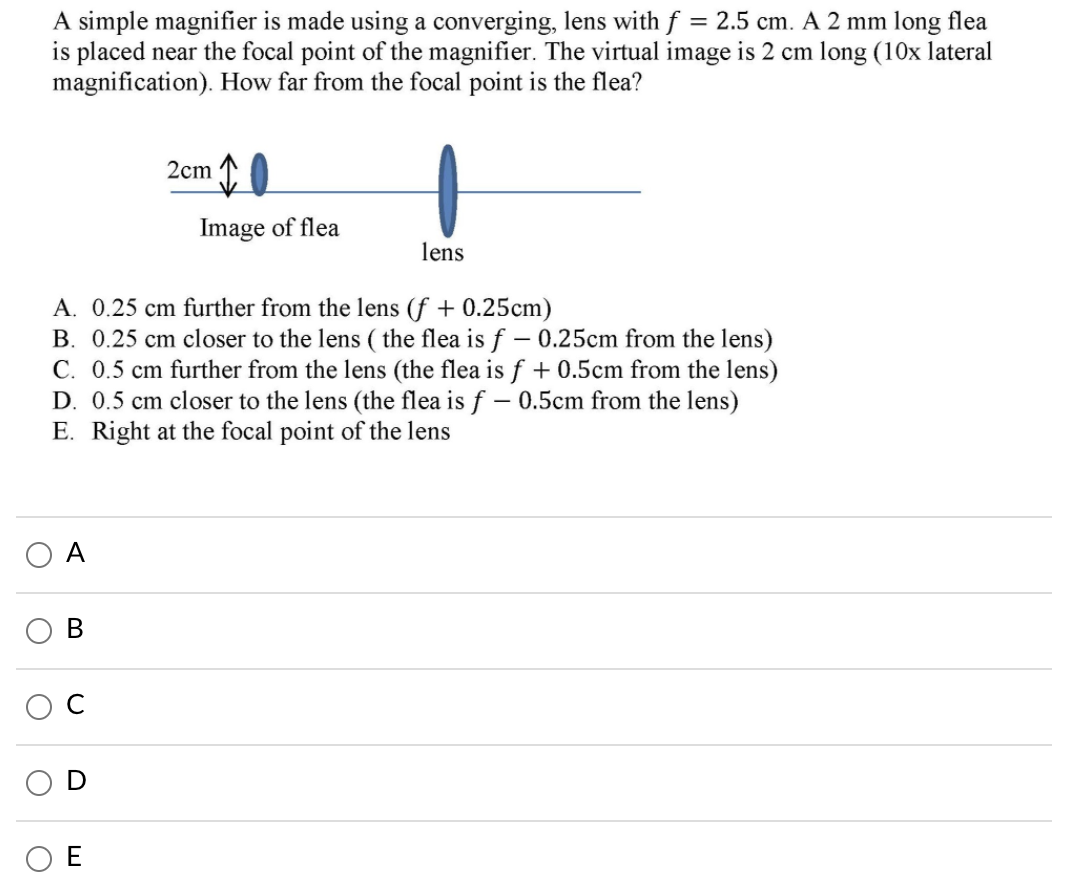Solved A simple magnifier is made using a converging, lens | Chegg.com