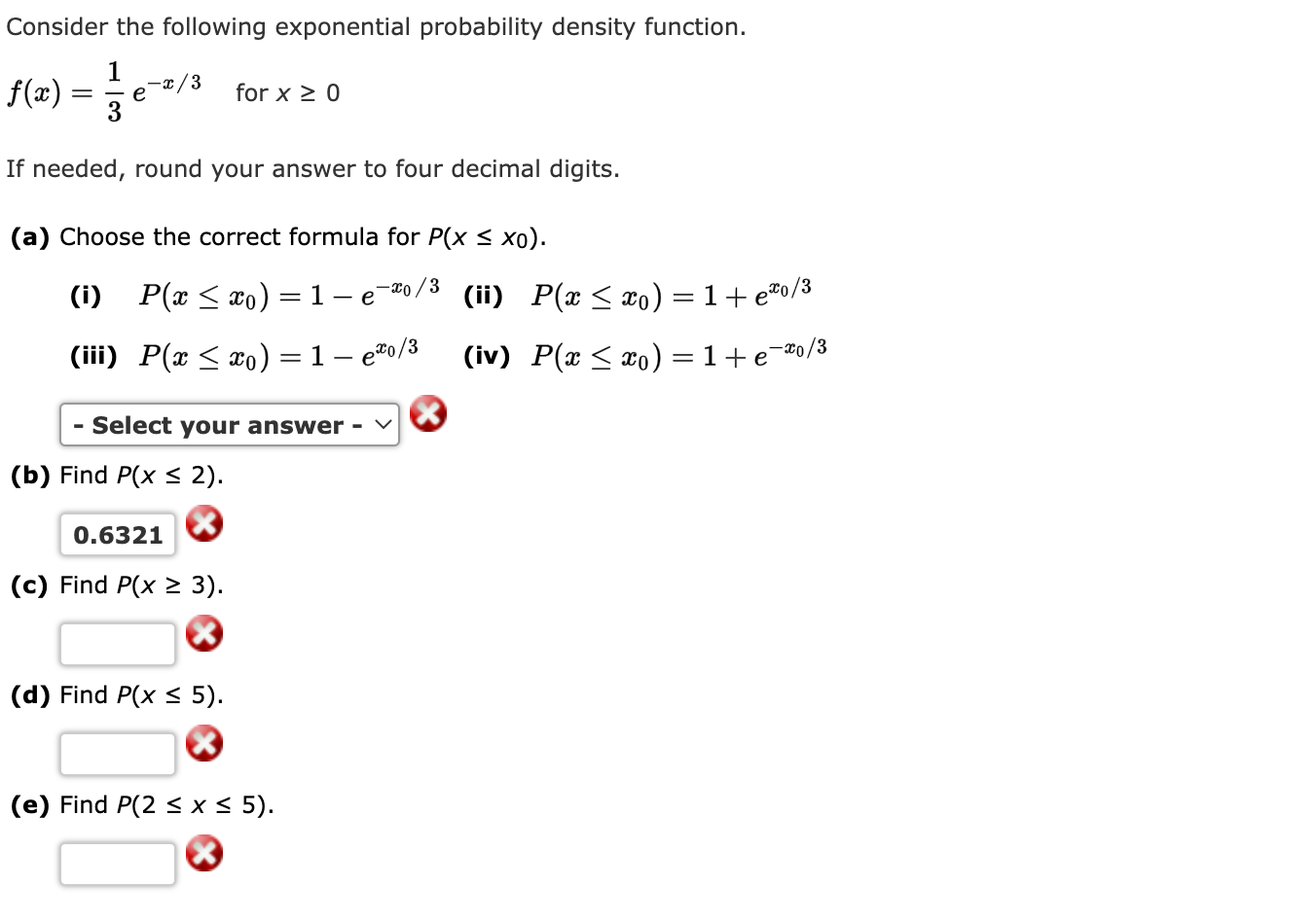 Solved Consider the following exponential probability | Chegg.com