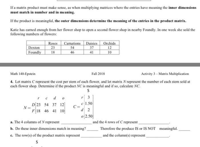 Solved If a matrix product must make sense, as when | Chegg.com