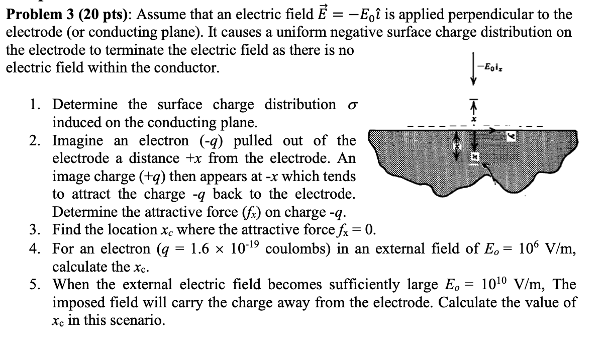 Solved Problem 3 (20 pts): Assume that an electric field | Chegg.com