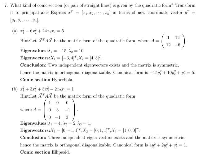 Solved What kind of conic section (or pair of straight | Chegg.com