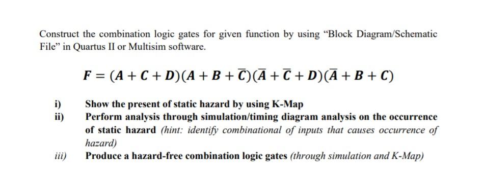 Solved Construct The Combination Logic Gates For Given