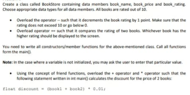 Solved Create a class called Bookstore containing data | Chegg.com