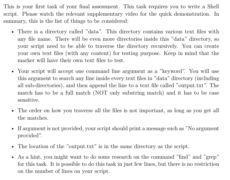 Solved This is your first task of your final assessment. | Chegg.com