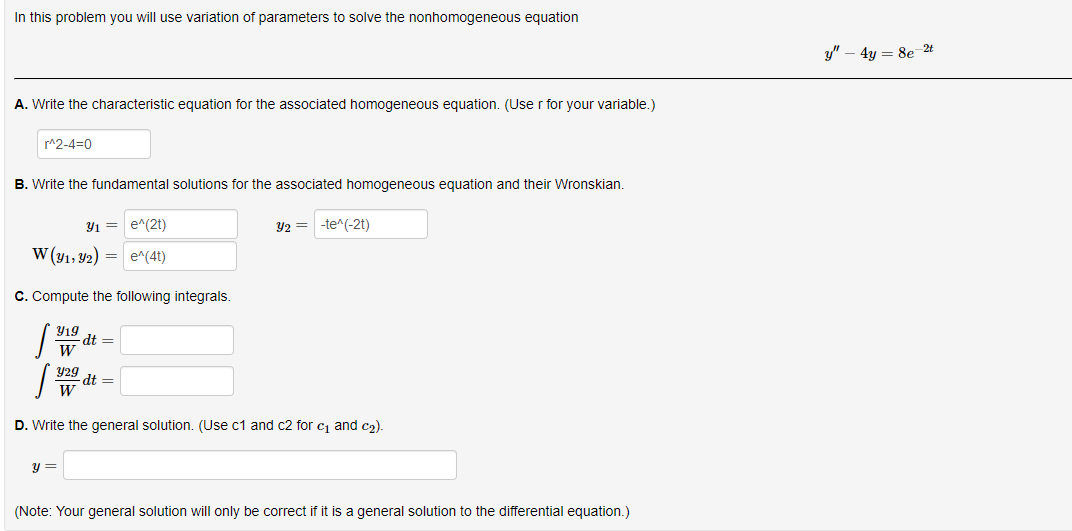Solved In this problem you will use variation of parameters | Chegg.com