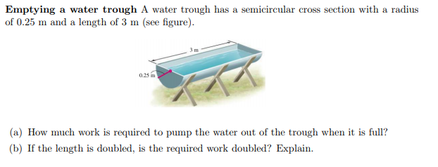 Solved Emptying a water trough A water trough has a | Chegg.com