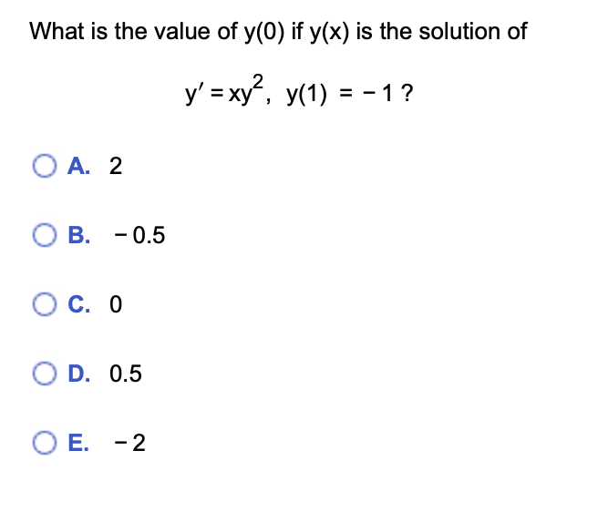 Solved What is the value of y(0) if y(x) is the solution | Chegg.com