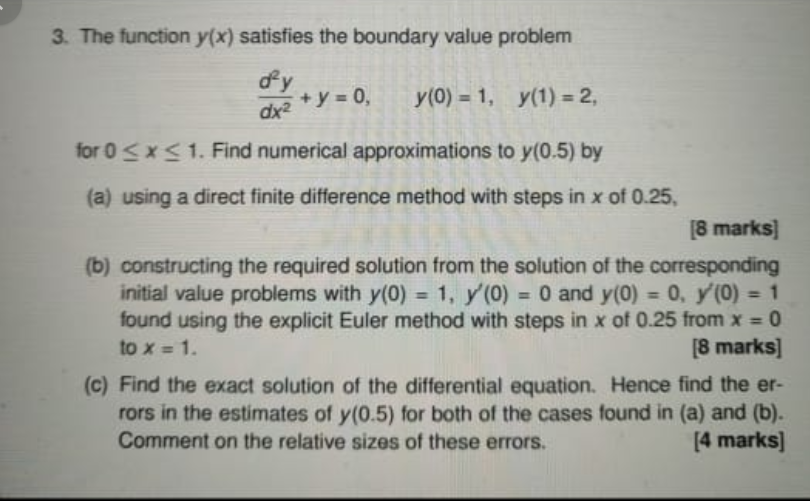 Solved 3. The function y(x) satisfies the boundary value | Chegg.com