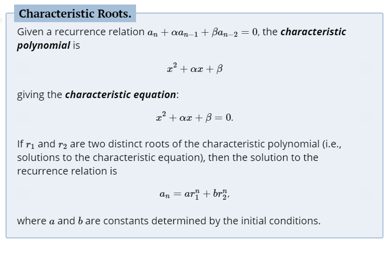 Solved Characteristic Roots Given A Recurrence Relation An