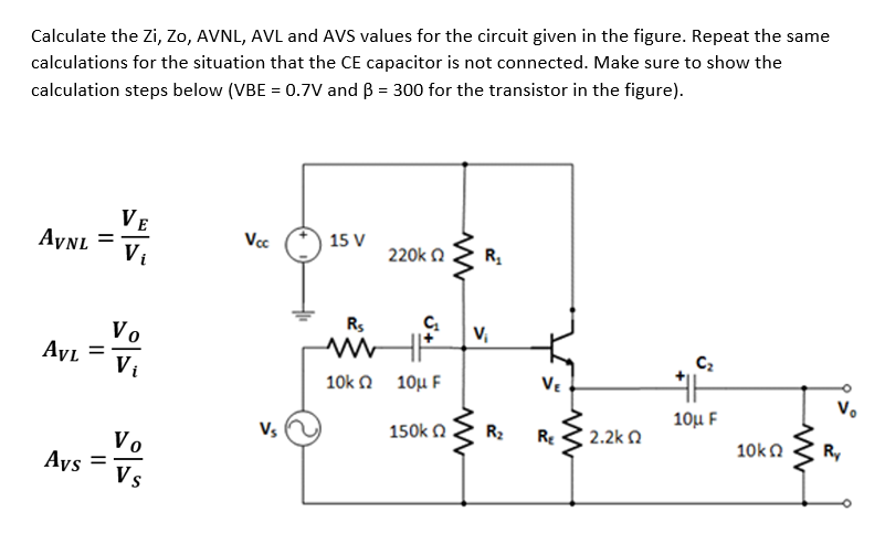 Solved Calculate the Zi, Zo, AVNL, AVL and AVS values for | Chegg.com