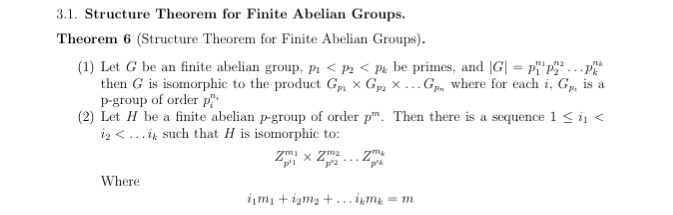 Solved 3.1. Structure Theorem for Finite Abelian Groups. | Chegg.com