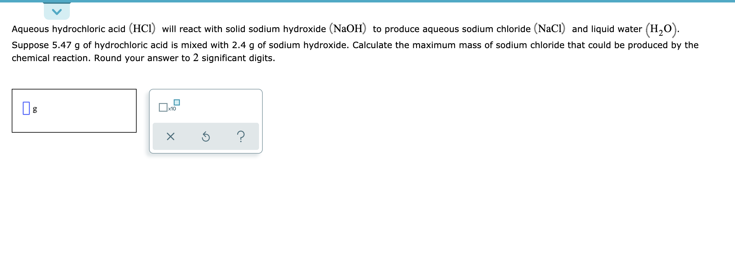 Solved Aqueous hydrochloric acid (HCI) will react with solid | Chegg.com