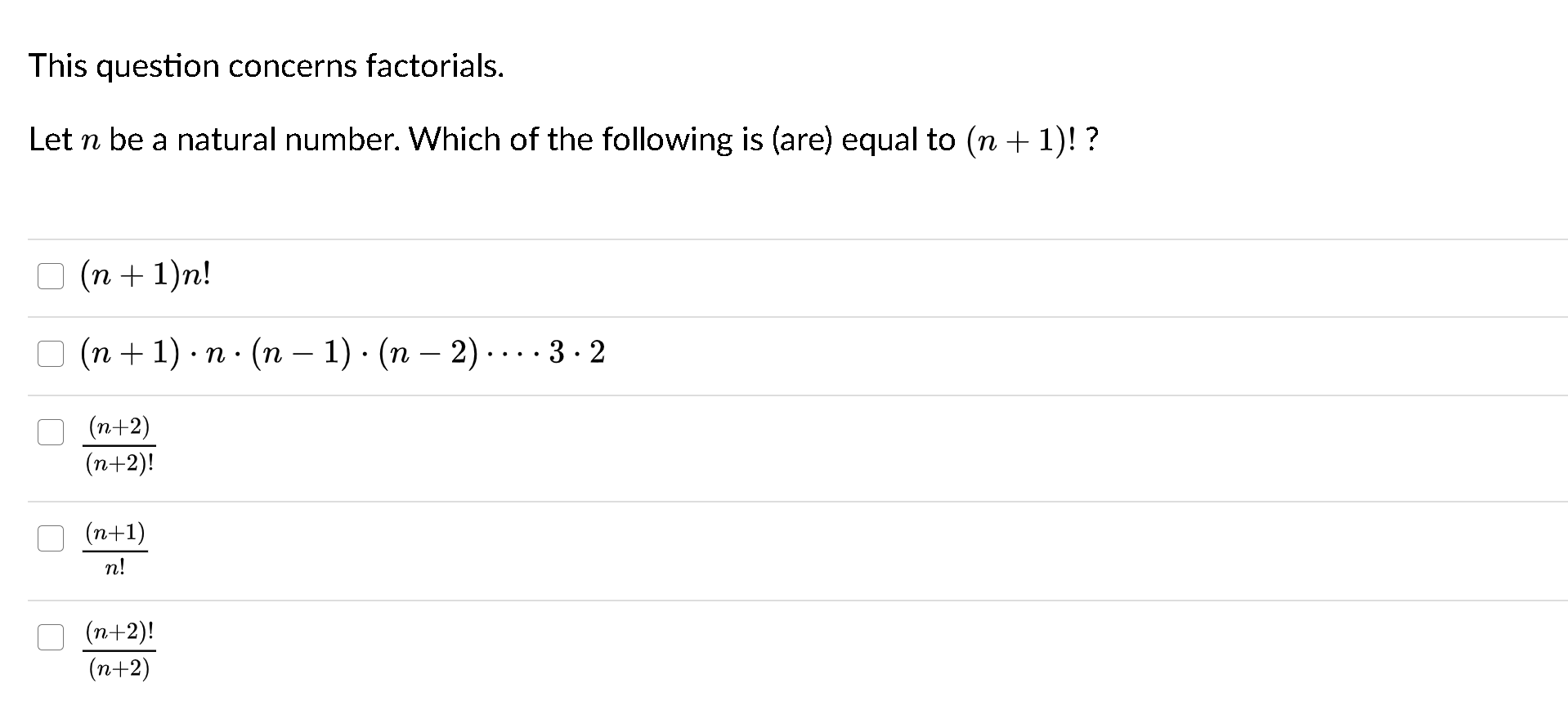 Solved This question concerns factorials. Let n be a natural | Chegg.com