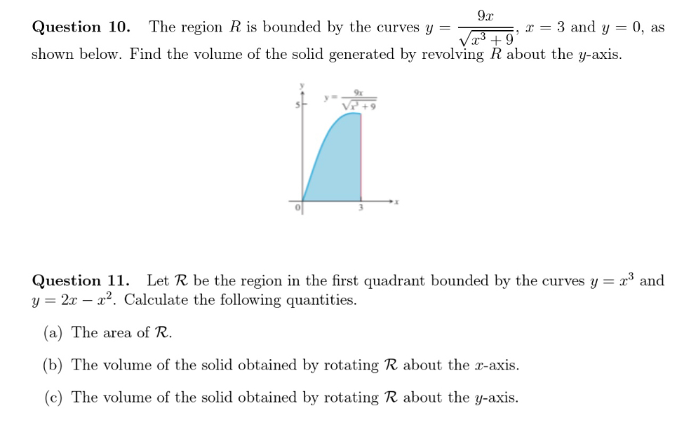Solved 9.C Question 10. The region R is bounded by the | Chegg.com