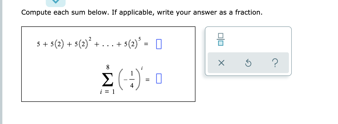 Solved Compute each sum below. If applicable, write your | Chegg.com