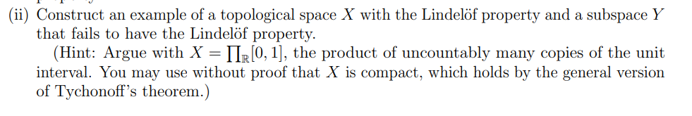 Solved ii) Construct an example of a topological space X | Chegg.com