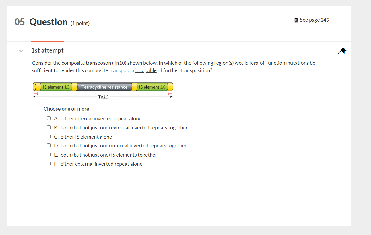Solved Consider The Composite Transposon Tn10 Shown Below