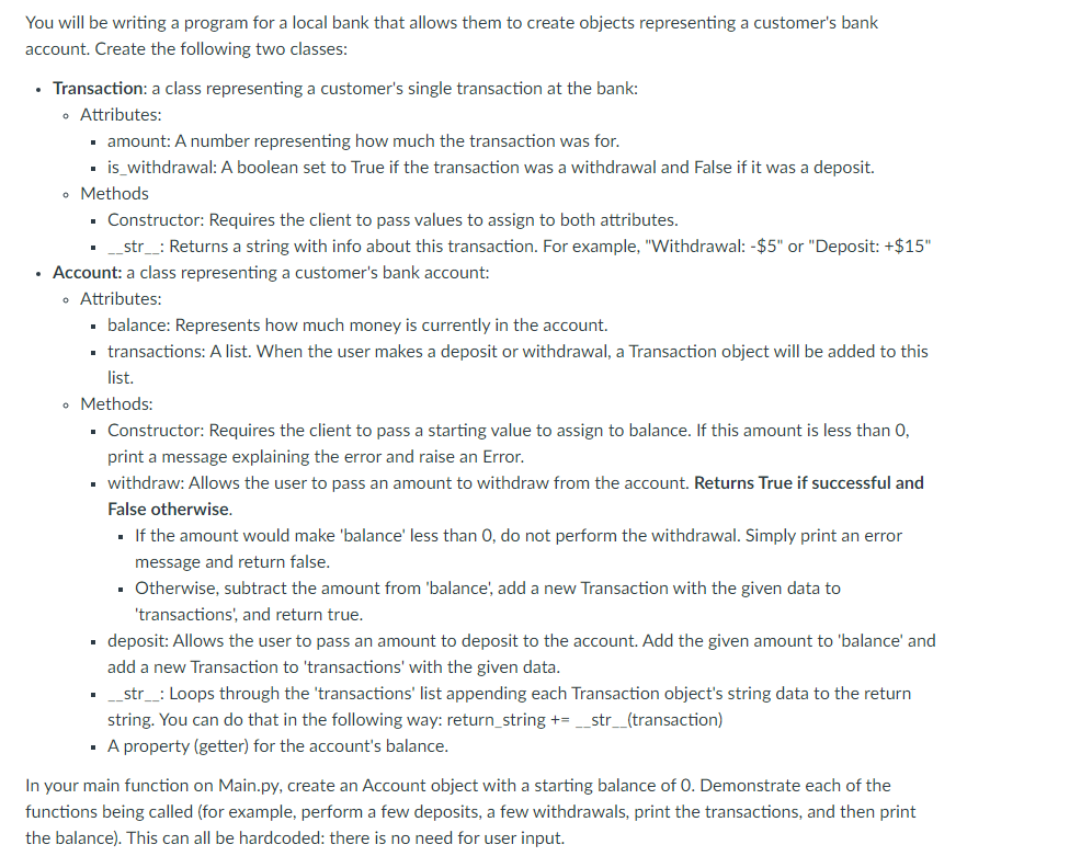 Solved You will be writing a program for a local bank that | Chegg.com