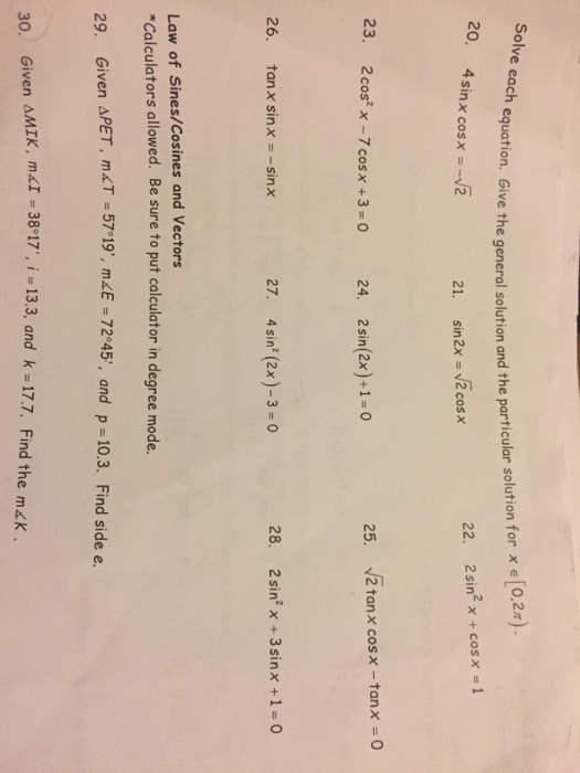 Solved uation. Give the general solution and the particular | Chegg.com