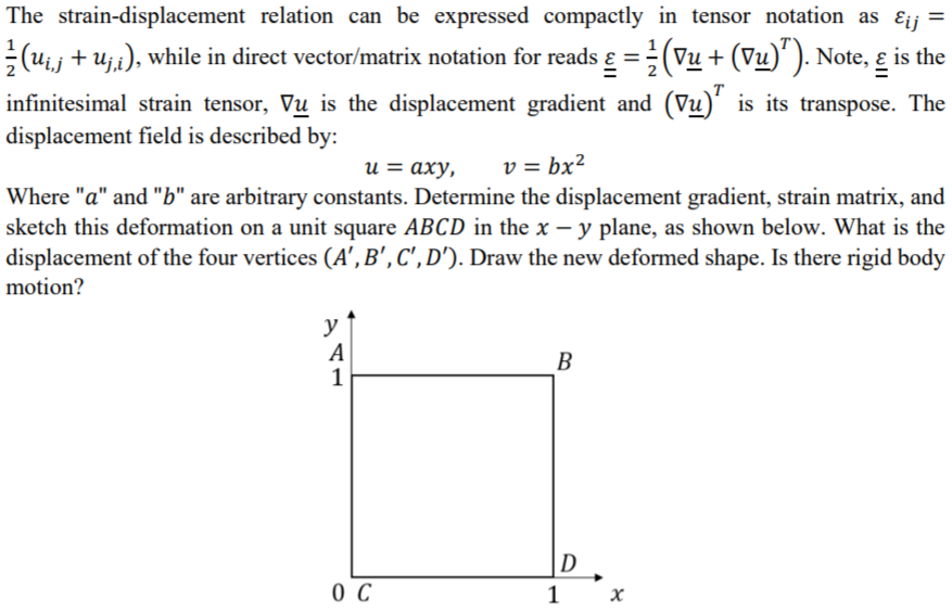 Solved The strain-displacement relation can be expressed | Chegg.com