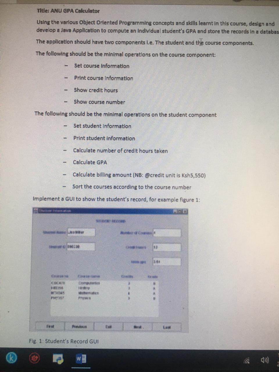 Solved Title: ANU GPA Calculator Using the various Object | Chegg.com