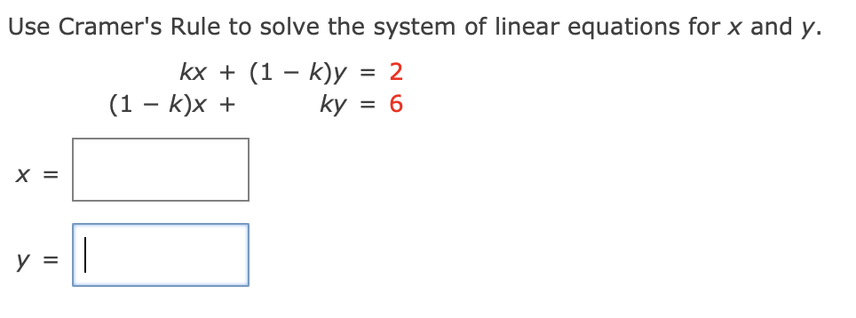 Solved Use Cramer's Rule to solve the system of linear | Chegg.com