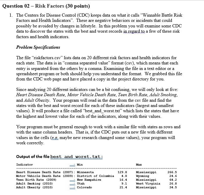 Solved Question 02 - Risk Factors (30 points) 1. The Centers | Chegg.com