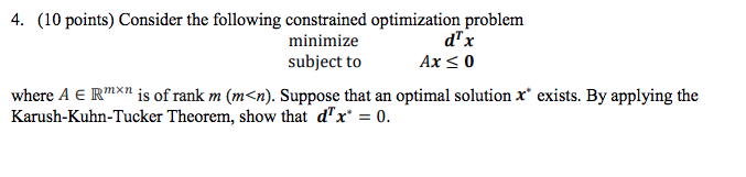 Solved 4. (10 points) Consider the following constrained | Chegg.com